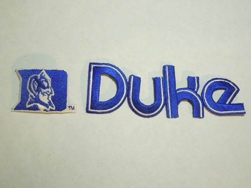 Duke University Blue Devil's Lot of 2 Patches- 1 D Mascot & 1 "Duke ...