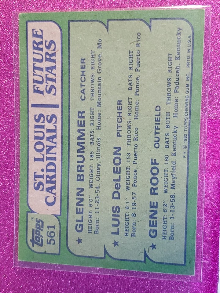 1982 Topps St. Louis Cardinals #561 Glenn Brummer Luis DeLeon Gene Roof ...