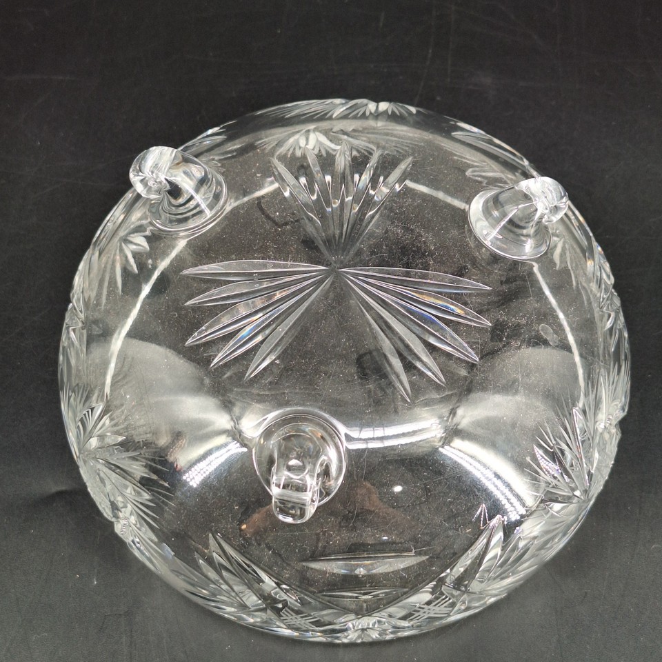 Beautiful Cut Glass Crystal Bowl Sawtooth Edge 3 Footed 6.5"” W x 3.5 ...