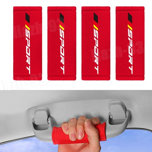 4pcs Red Car Interior Roof Handle Armrest Protective Cover Accessories ...