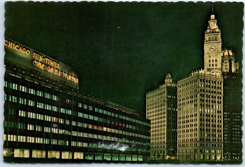 Postcard Sun Times Daily News Wrigley Buildings Chicago Illinois USA | eBay