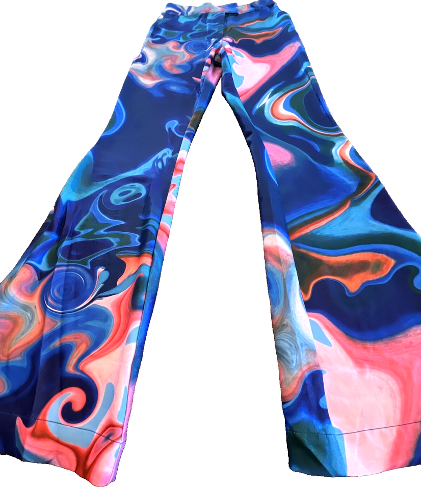 PSYCHEDELIC PANTS BURNING MAN GROOVY FESTIVAL DISCO RETRO HIPPIE 70s ...