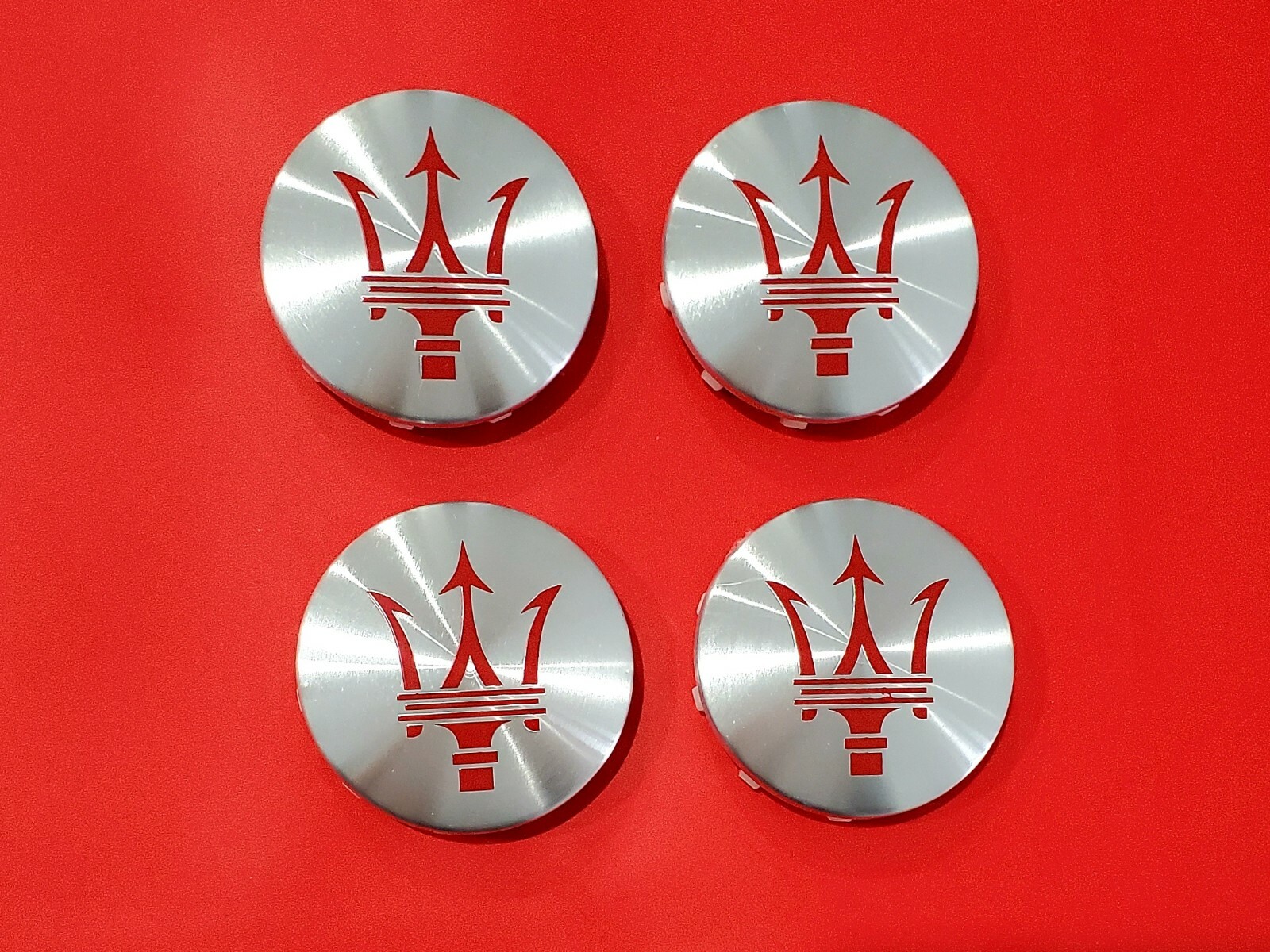 4pcs MASERATI QP & GHIBLI GTS CHROME W/ RED WHEEL CENTER CAP | eBay