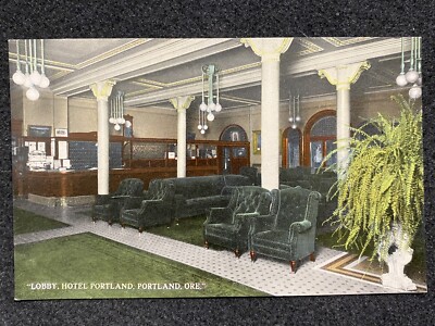 Portland Oregon OR Hotel Lobby Antique Photo Postcard | eBay