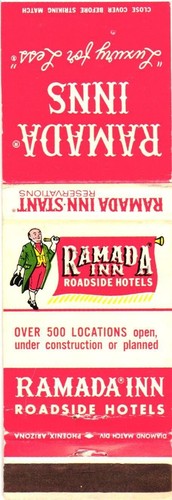 Ramada Inn, Roadside Hotels, Luxury For Less, Vintage Matchbook Cover ...