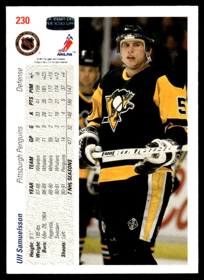 1991-92 Upper Deck #230 Ulf Samuelsson Pittsburgh Penguins | eBay