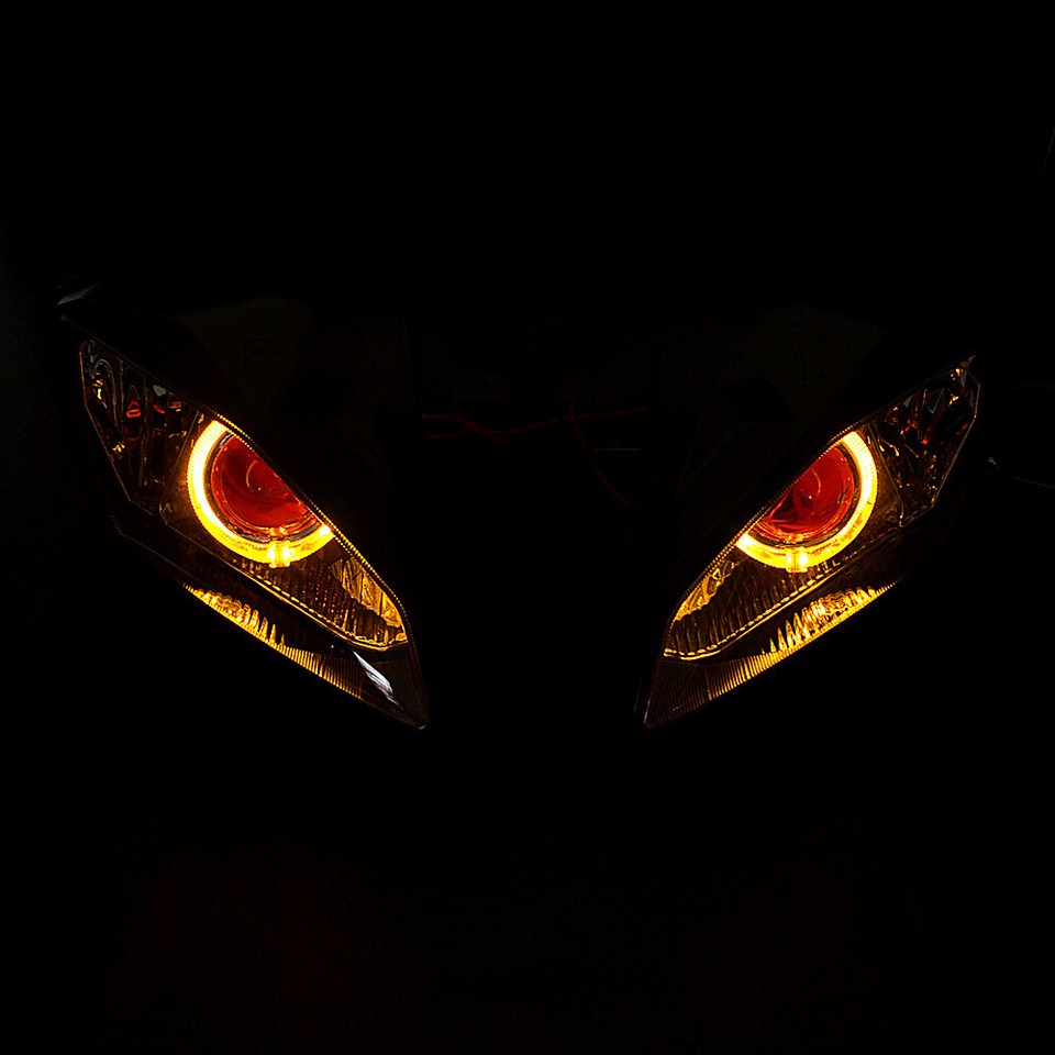 Headlight Assembly Amber Halo HID Light Red Demon Eyes for Yamaha YZF ...