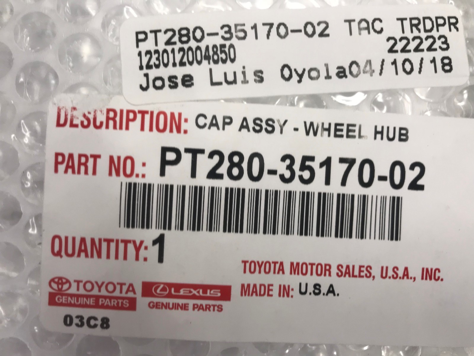 Toyota OEM Factory Tacoma Factory TRD Wheel Center Cap PT280-35170-02 ...