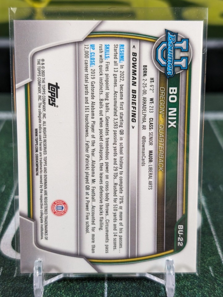 BO NIX Oregon 2023 Bowman Chrome University National RED Refractor 2/5 ...