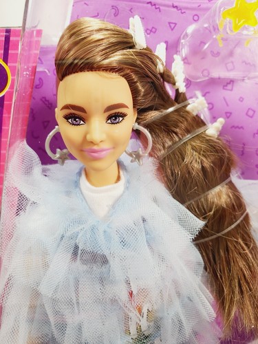 NEW 2020 Barbie Extra Doll #9 Blue Ruffled Jacket /Pet Crocodile Mattel ...