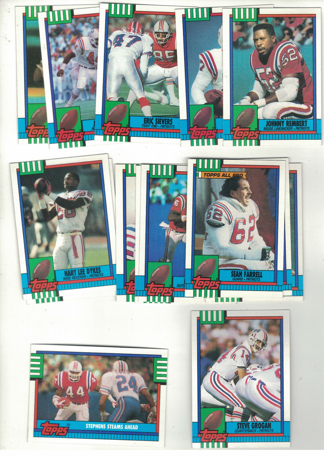 1990 Topps New England Patriots Team Set of 16 Football Cards | eBay