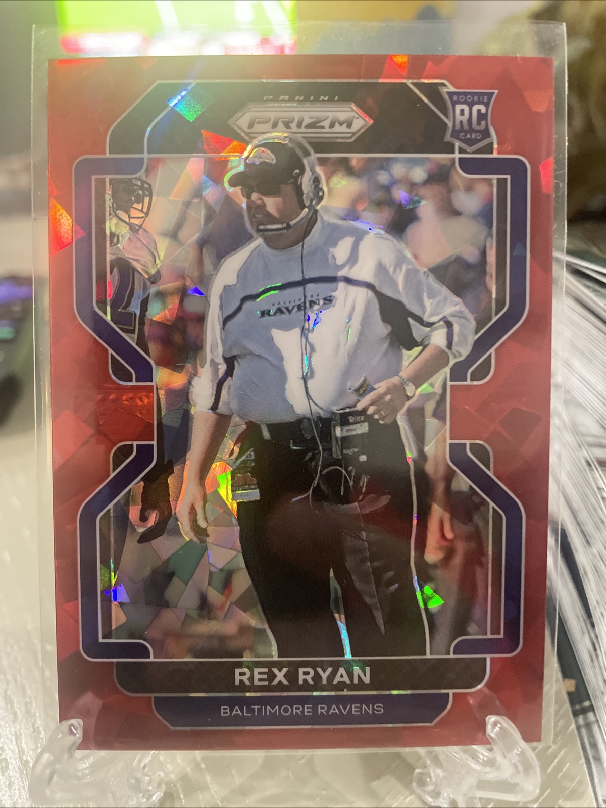 Rex Ryan 2021 Panini Prizm RC Rookie Card Red Cracked Ice Baltimore ...