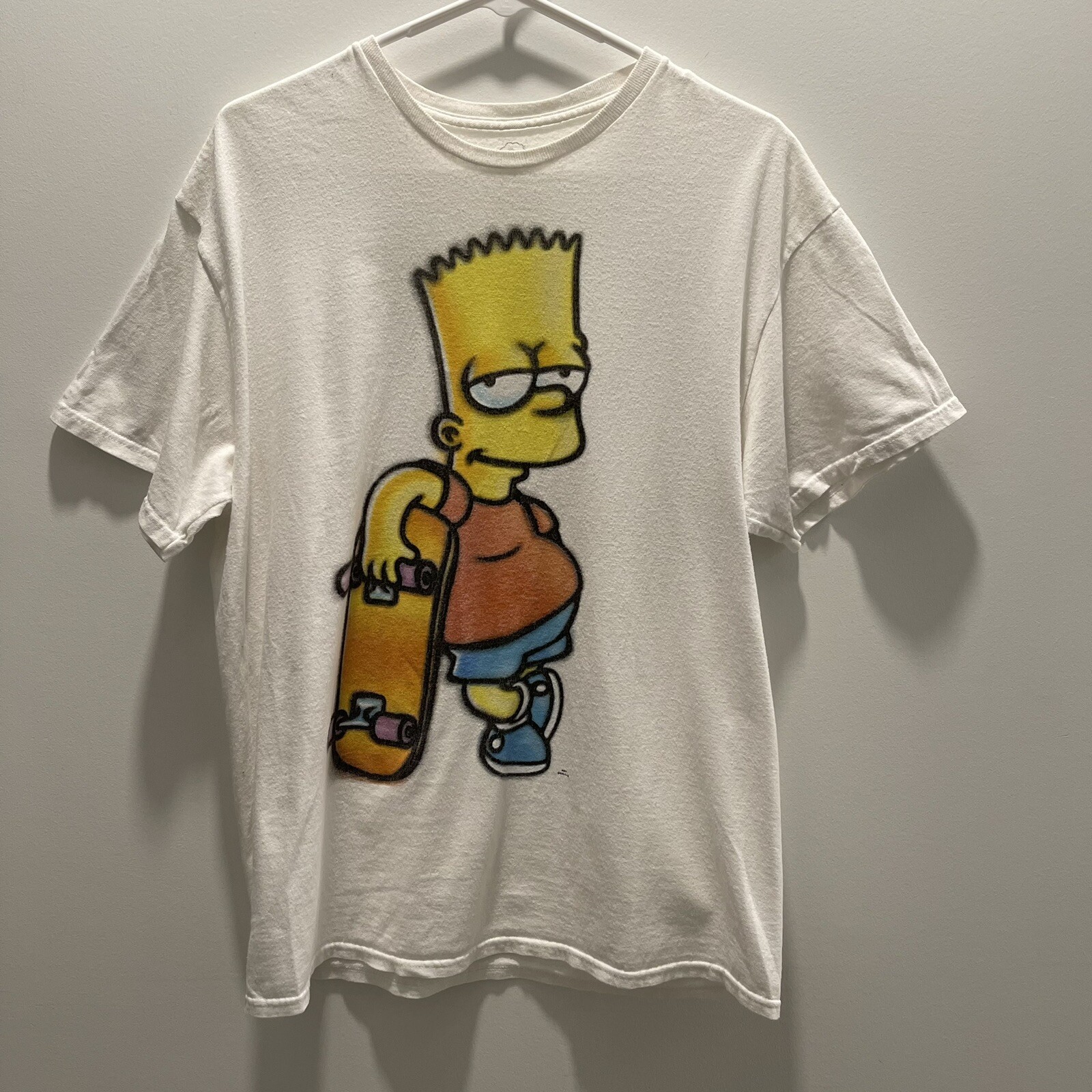 Bart Simpson Graffiti Skateboard White T Shirt Size L… - Gem