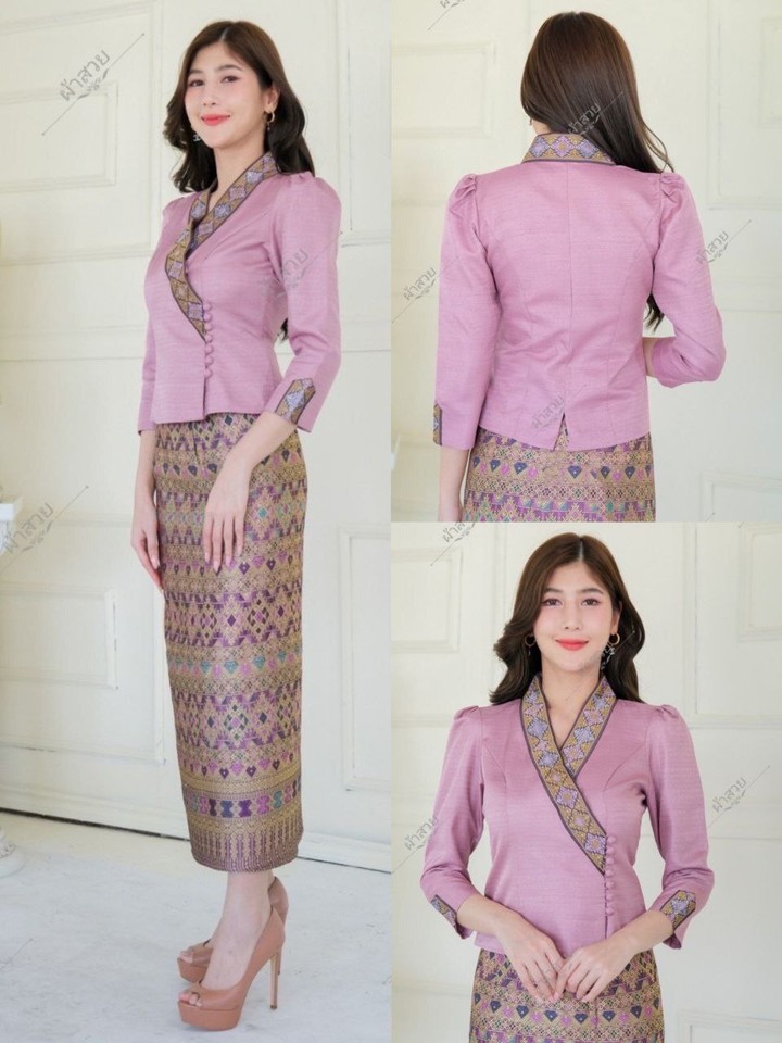 THAI/LAOS TRADITIONAL SILK BLOUSE AND SKIRT SET'S - CHEST SIZE 32" - 46 ...