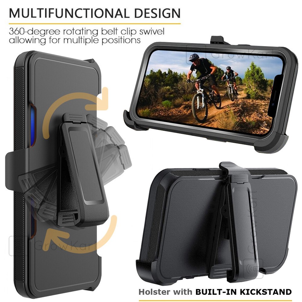 Rugged ShockProof Armor Hybrid Phone Case Cover Belt Clip Stand Screen ...