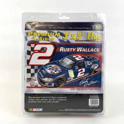 🔥VTG Rusty Wallace #2 Flag 3 x 5 Nascar Checkered 2 Sided Flag Racing ...