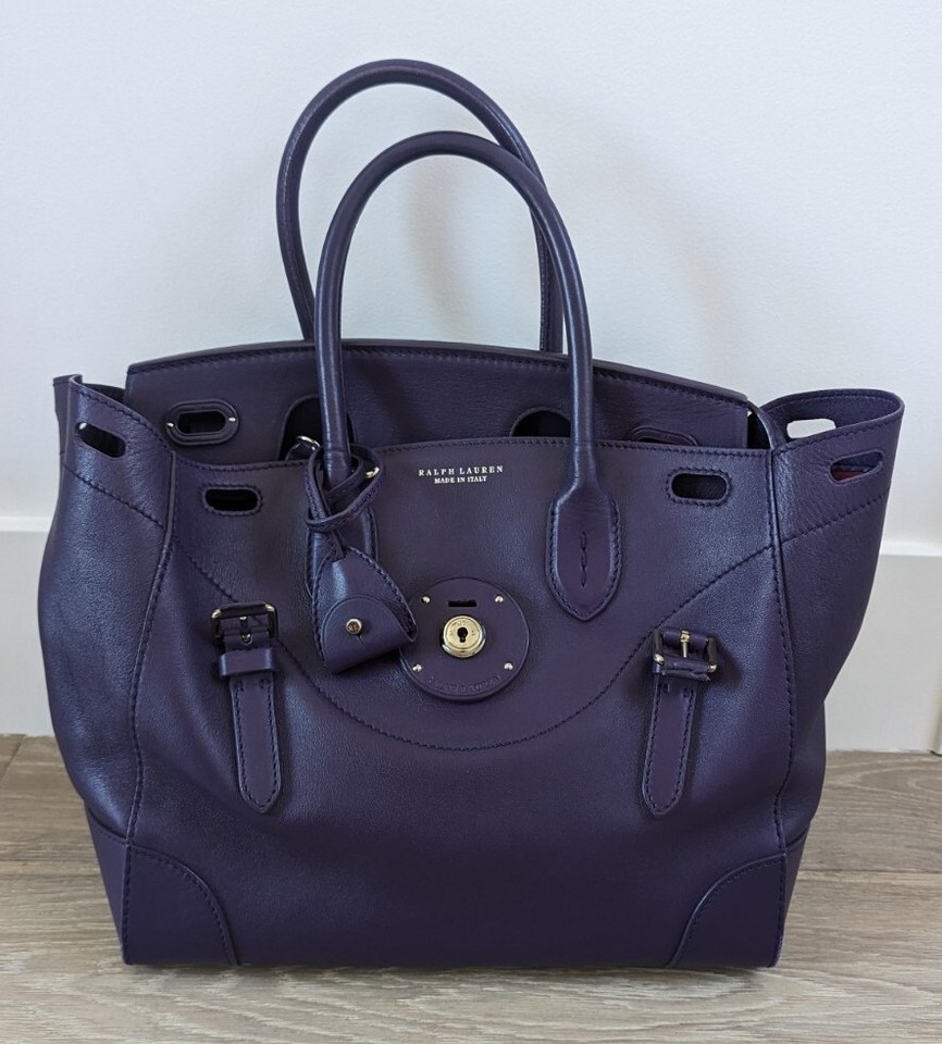 $3500 Ralph Lauren Collection Purple Ricky 33 Calfskin Soft Leather Bag ...