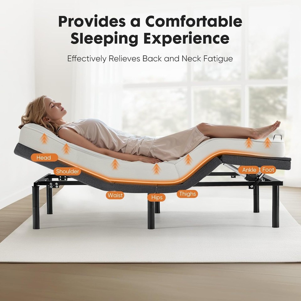 Electric Full Queen Adjustable Bed Frame Ergonomic Bed Base with ...