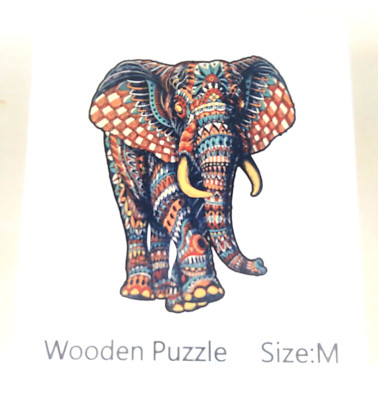 Elephant Wooden Jigsaw Puzzle Animal Shaped Pieces Approx. 9" x 9" New ...