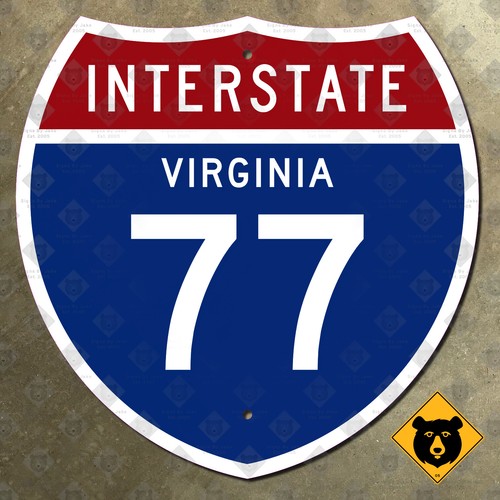 Virginia Interstate 77 highway route sign shield marker 1957 Wytheville ...