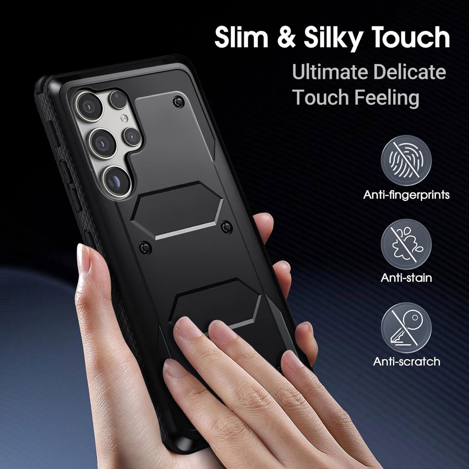 Hybrid Rugged Hard Protective Phone Case Cover + Tempered Glass Screen ...