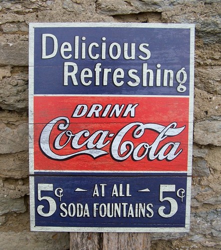 Vintage Antique Style Refreshing Coca Cola Sign Retro Ad Ice Cold Coke ...