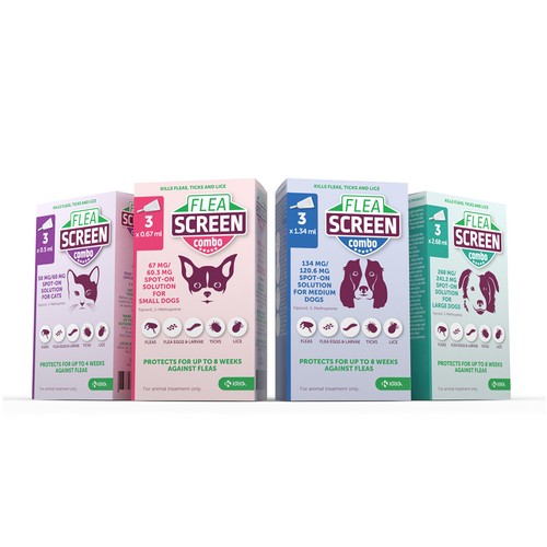 FLEA SCREEN combo Spot On for Dogs & Cats - Kills Fleas, Flea Eggs ...