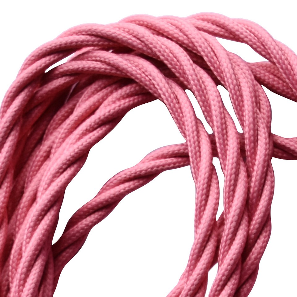 2/3 Core Twisted Braided Fabric Cables Vintage Style Coloured Wire Lamp ...