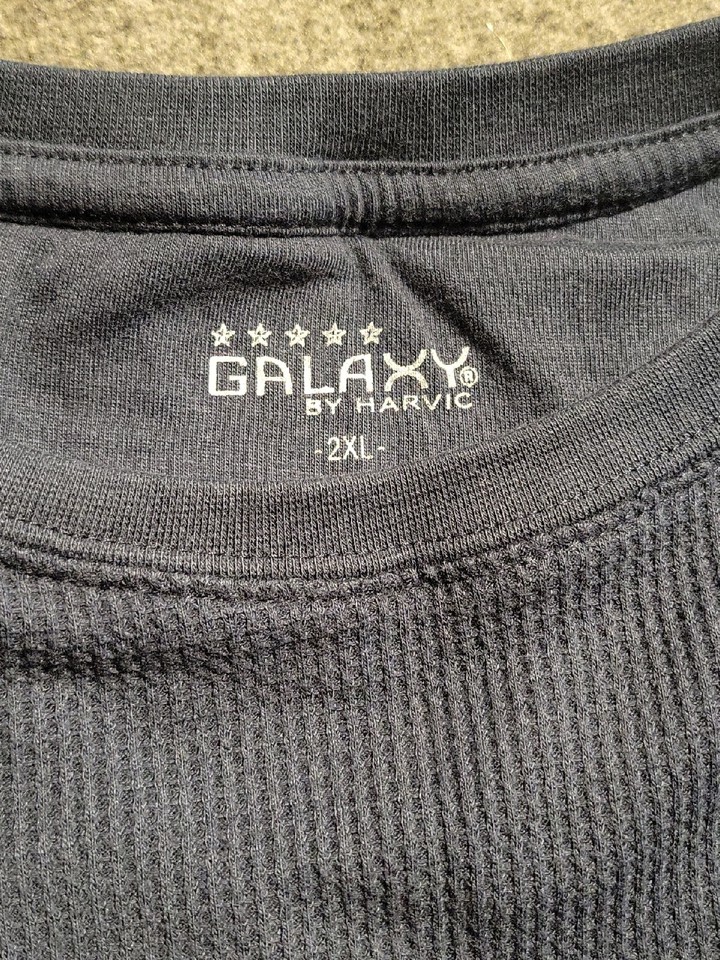 GALAXY by HARVIC Navy Blue Long Sleeve Waffle Weave Shirt Unisex Size ...