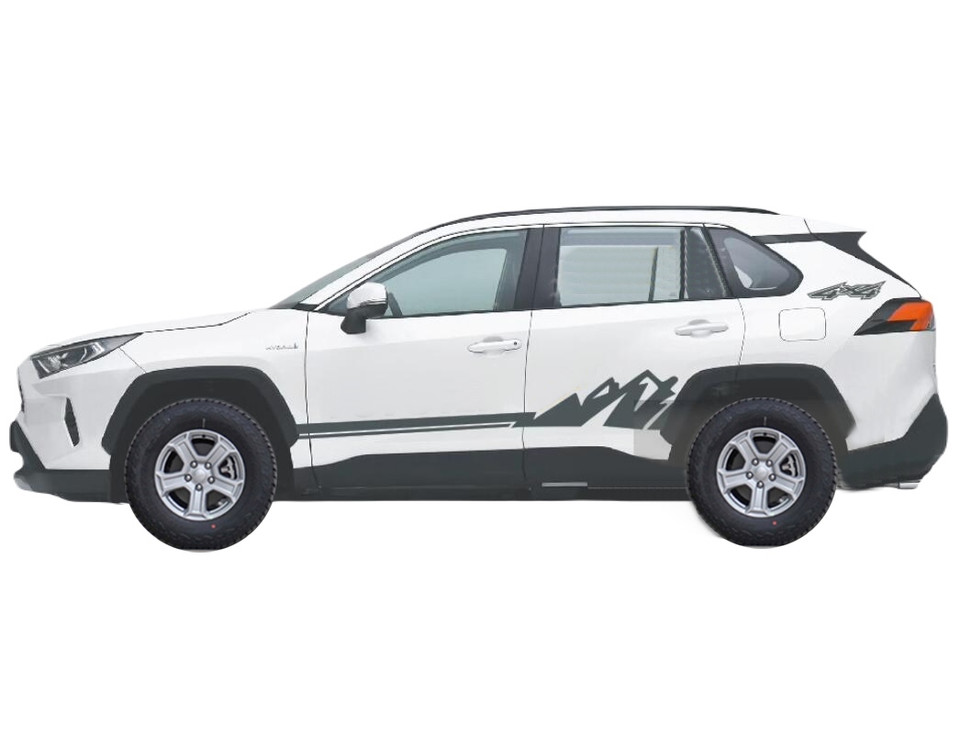 2 PCS Graphic Mountain Side Door Car Sticker For Toyota RAV4 Racing ...