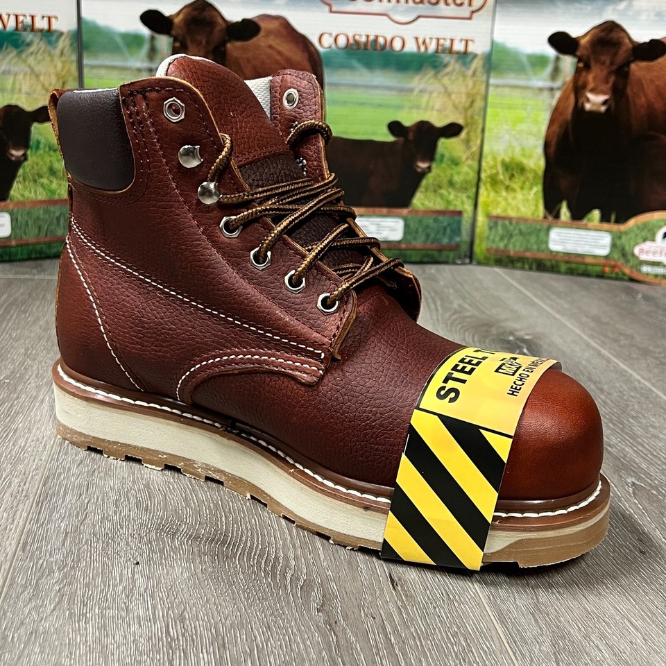 MENS WORK BOOTS STEEL TOE BEEF MASTER DUAL SOLE OIL RESISTANT FULL ...