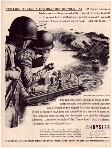 Print Ad Chrysler Marine Engines 1943 WW2 Full Page Large Magazine 10.5 ...