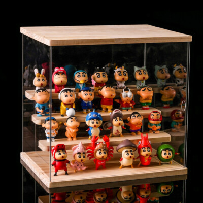 4-Tier Wood+Acrylic Display Case Stable Dustproof Box Ornament Display ...