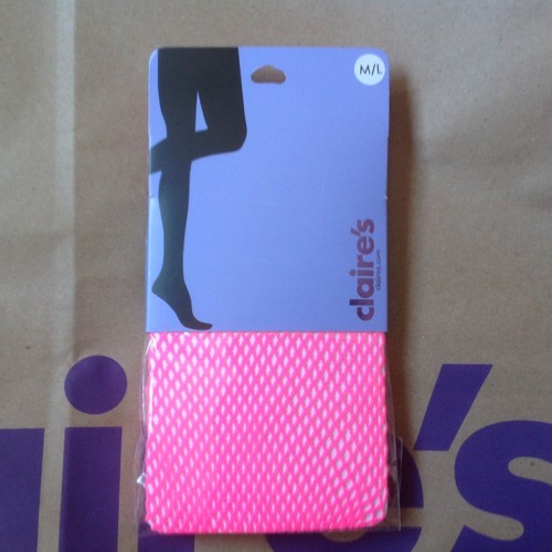 NWT Claire's Neon Pink Fishnet Tights SIZE M/L | eBay