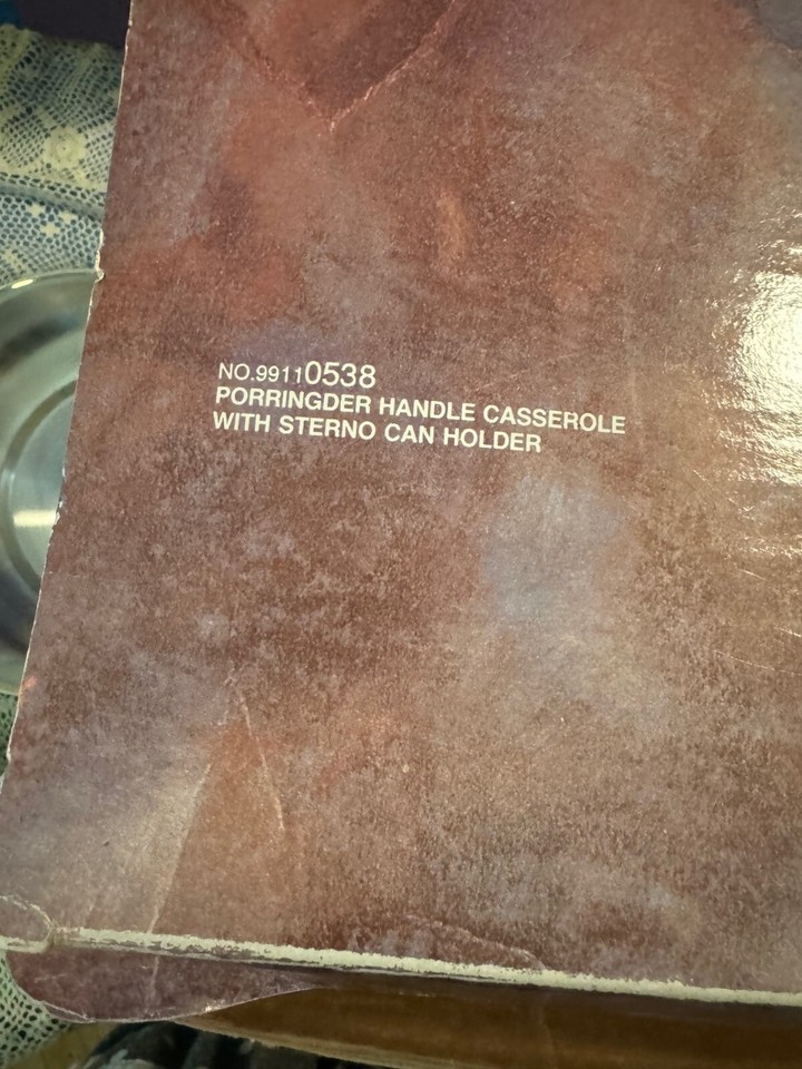 Porringder Handle Casserole w/Sterno Can Holder NO. 99110538 w/pyrex ...