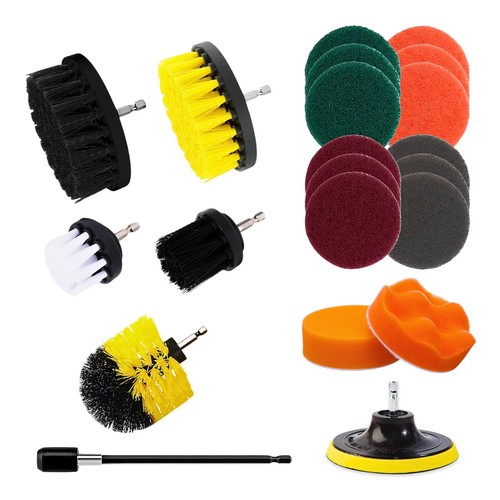 21-Piece Drill Power Scrubber Attachment Set – Includes Scrub Pads ...