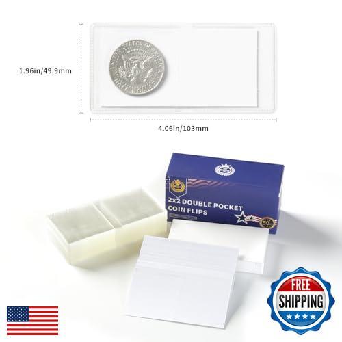 Boen 1200 Pieces 2x2 Double Pocket Coin Flip Clear Safe Long Term ...