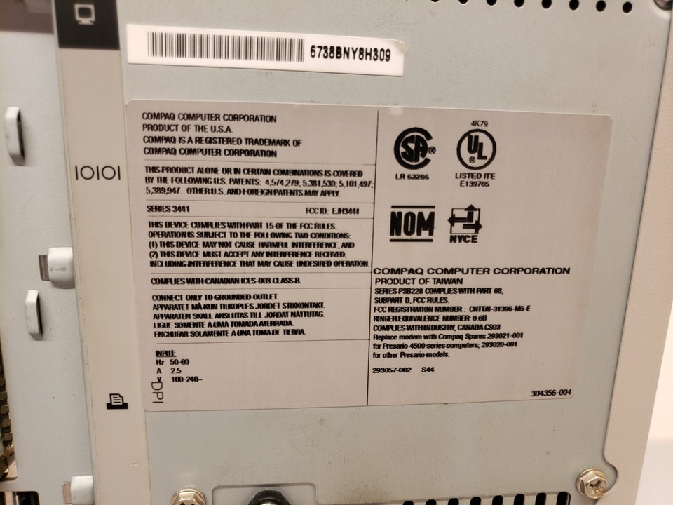 Vintage Compaq Presario 4505 Tower Pentium 166 MMX 24MB 6.4GB Win98 ISA ...