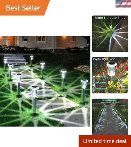 15 Pack Cool White Solar Pathway Lights - Waterproof Stainless Steel ...