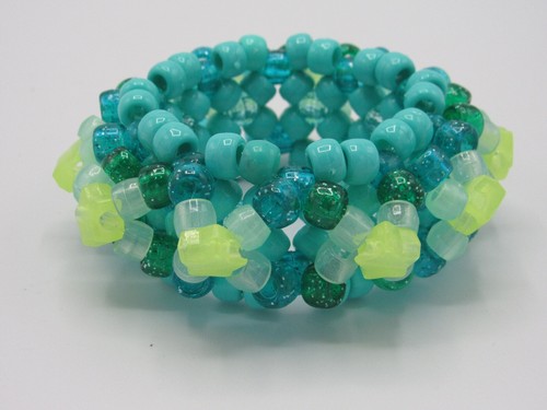 Kandi bead bracelet teal ufo cuff with glow in the dark star 1pc 7 ...