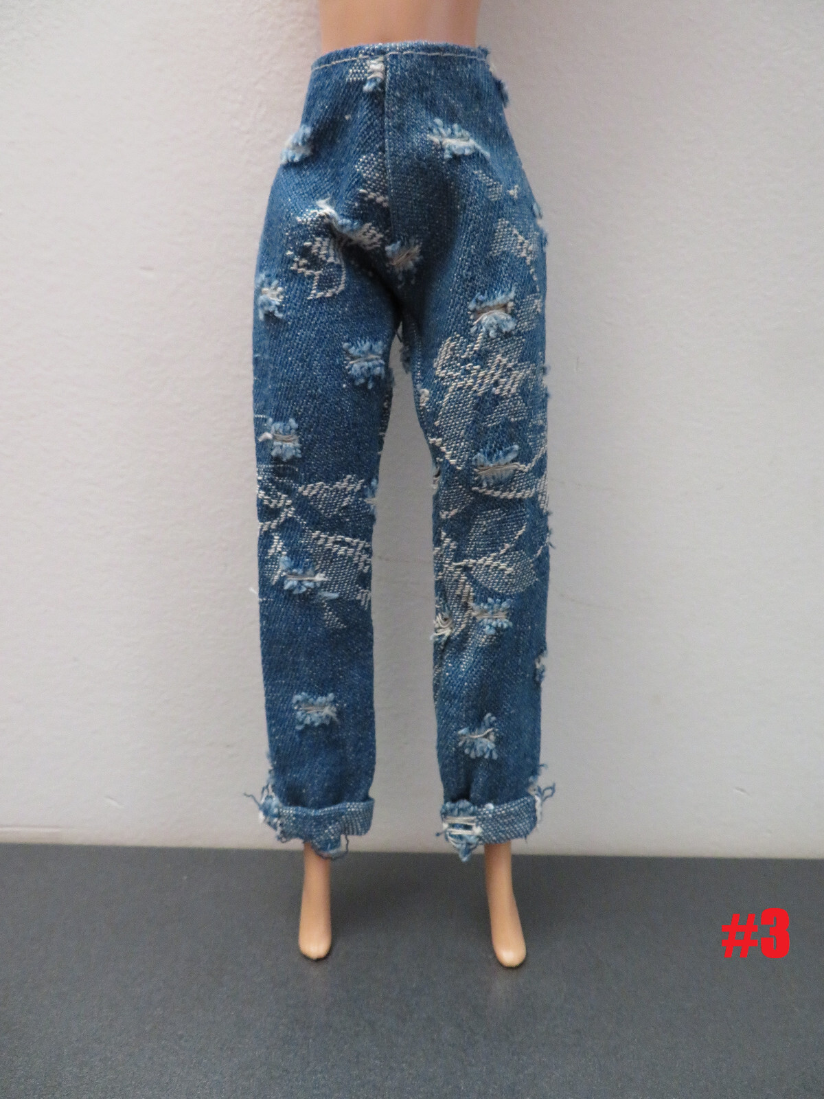 Blue Jean Pants White Pants Black Leather Pants for Barbie Fashion doll ...