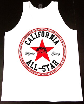 CALIFORNIA ALL STAR Tank Top T-shirt Cali Bear Paisley Men White New | eBay