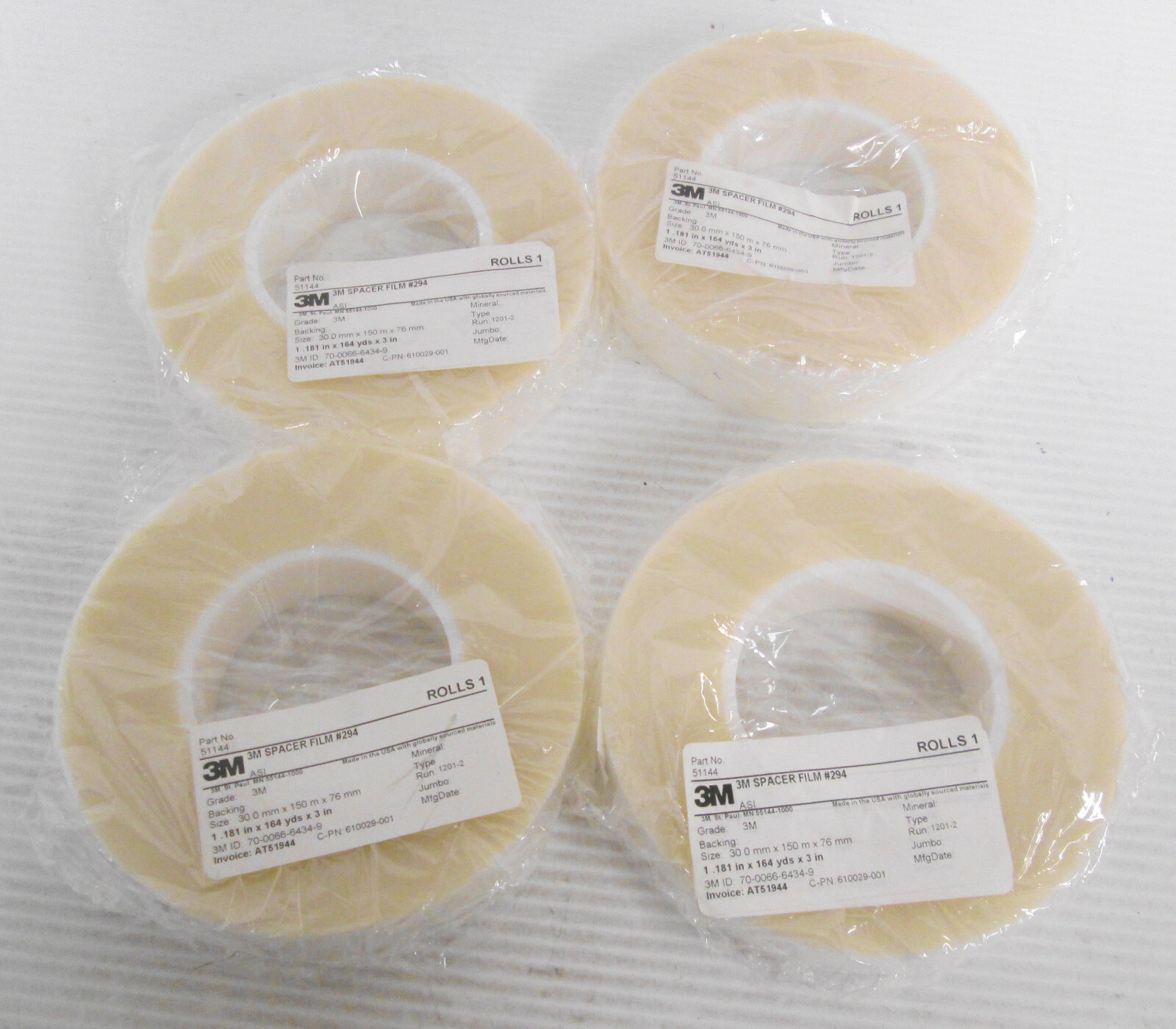 3M 51144 Spacer Film 30mm x 150M x 76MM 1.181" x 164 Yards x 3" (Lot of ...