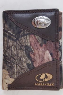 ZEP PRO SALTWATER REDFISH Drum Mossy Oak Camo Trifold Wallet Tin Gift ...
