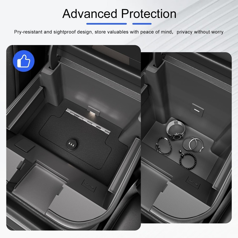 For 2023-2025 Chevy Silverado GMC Sierra 1500 Center Console Safe Vault ...