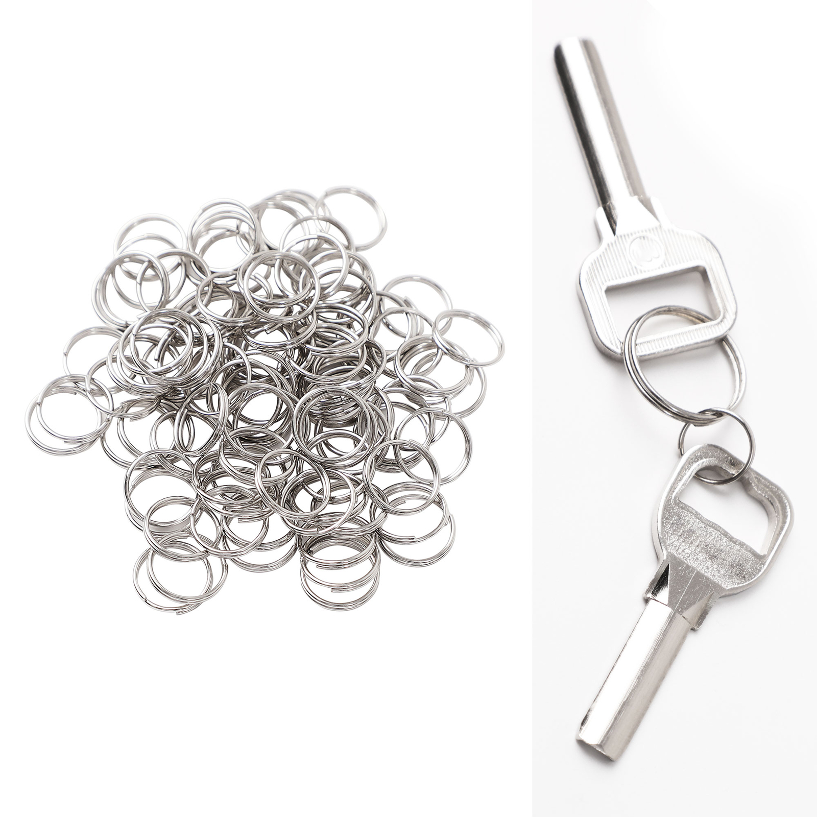 12mm Stainless Steel Key Rings, 100 Pcs Small Round Split Keychain ...