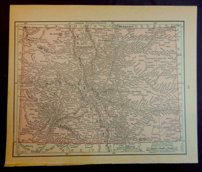 1911 Antique Rand McNally Map of COLORADO w/ copied State History Page ...
