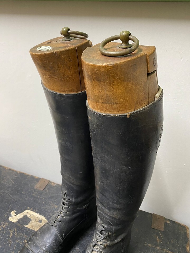 WW1 leather Officers boots with original boot lasts. vintage boots | eBay