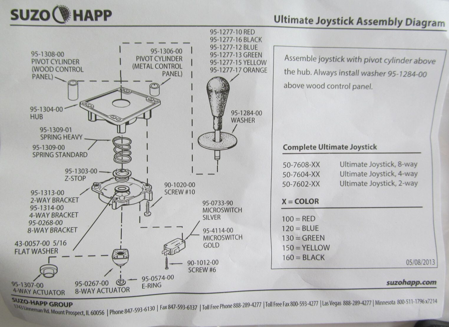 SUZO HAPP 50-7604-162 BLACK 4-WAY ULTIMATE JOYSTICK REPLACEMENT NO ...