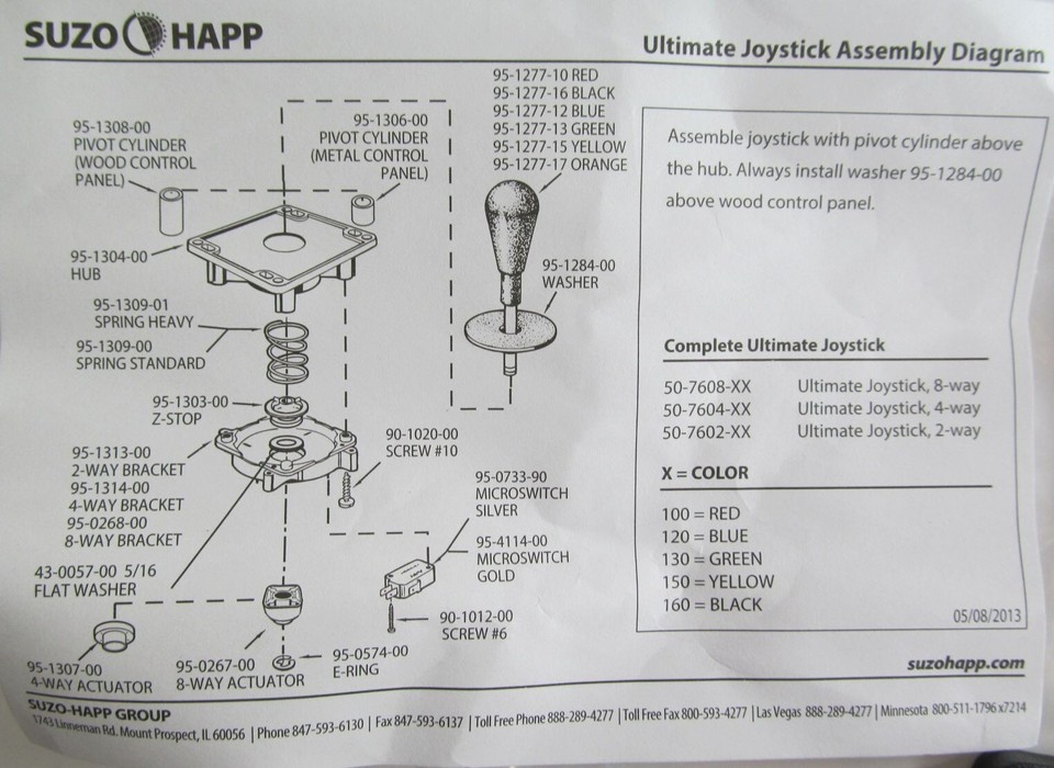 SUZO HAPP 50-7604-162 BLACK 4-WAY ULTIMATE JOYSTICK REPLACEMENT NO ...